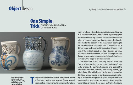 The Enduring Appeal of Puzzle Jugs — Object Lesson: May/June 2023 ...