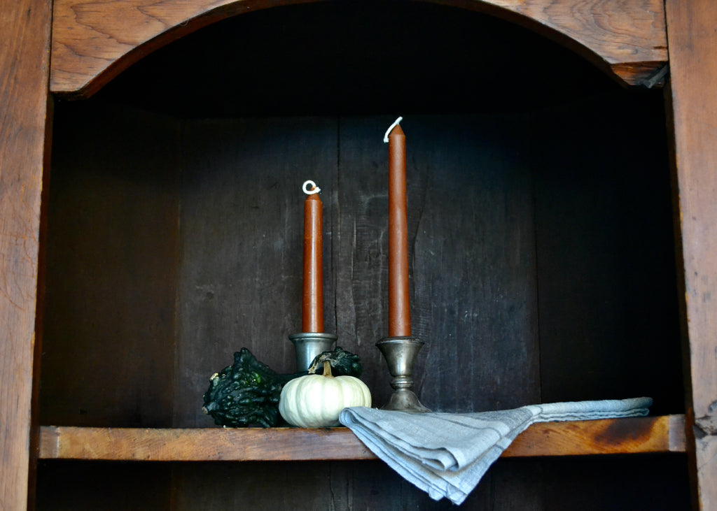 Burnt Orange Traditional Beeswax Taper Candles – Quittner