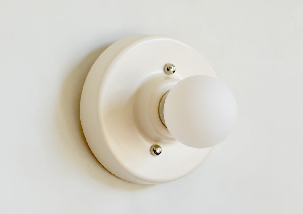 Hallie Wall or Ceiling Light, White Porcelain and Brass – Quittner